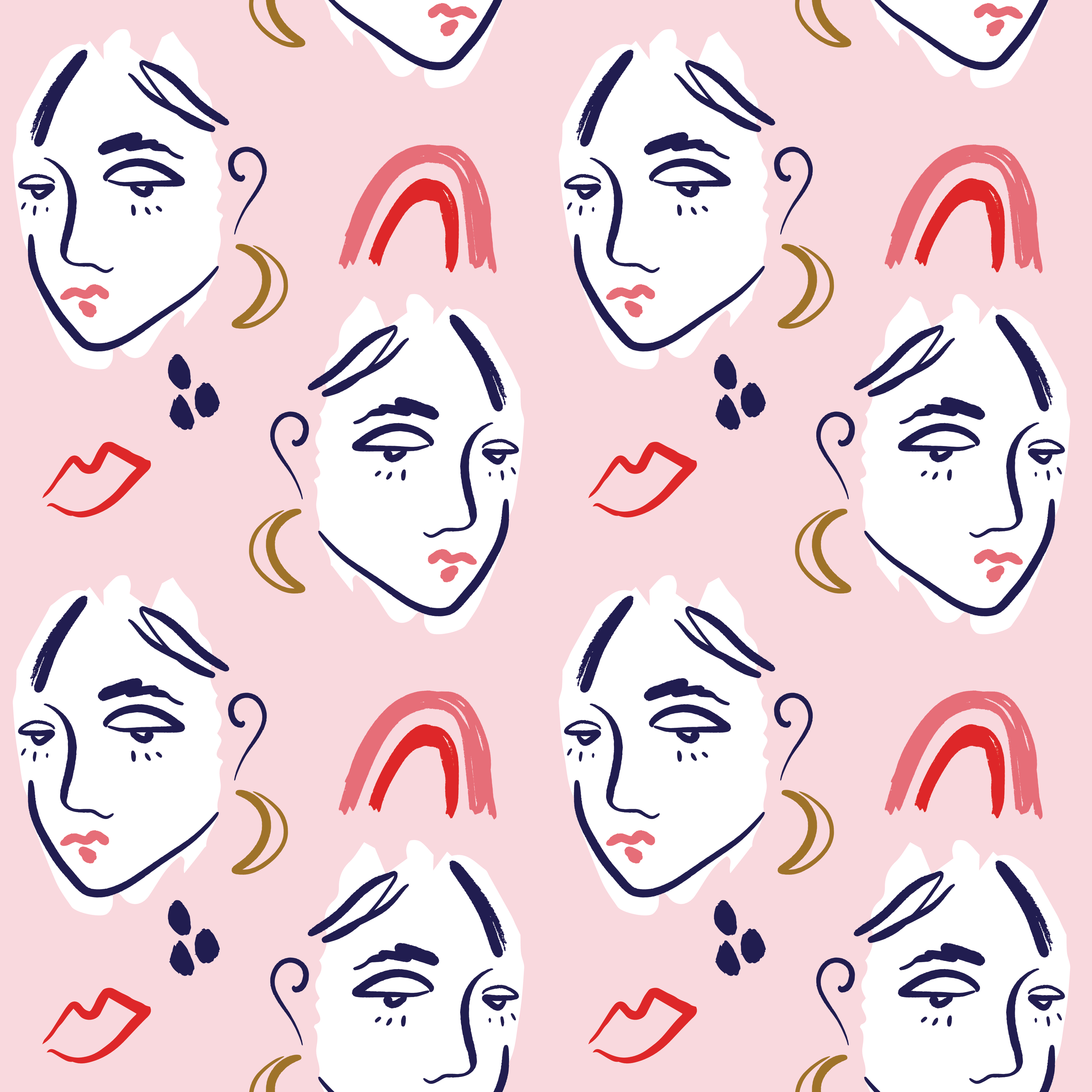 Modern Muse Line Art Pattern Wallpaper - Murals Your Way
