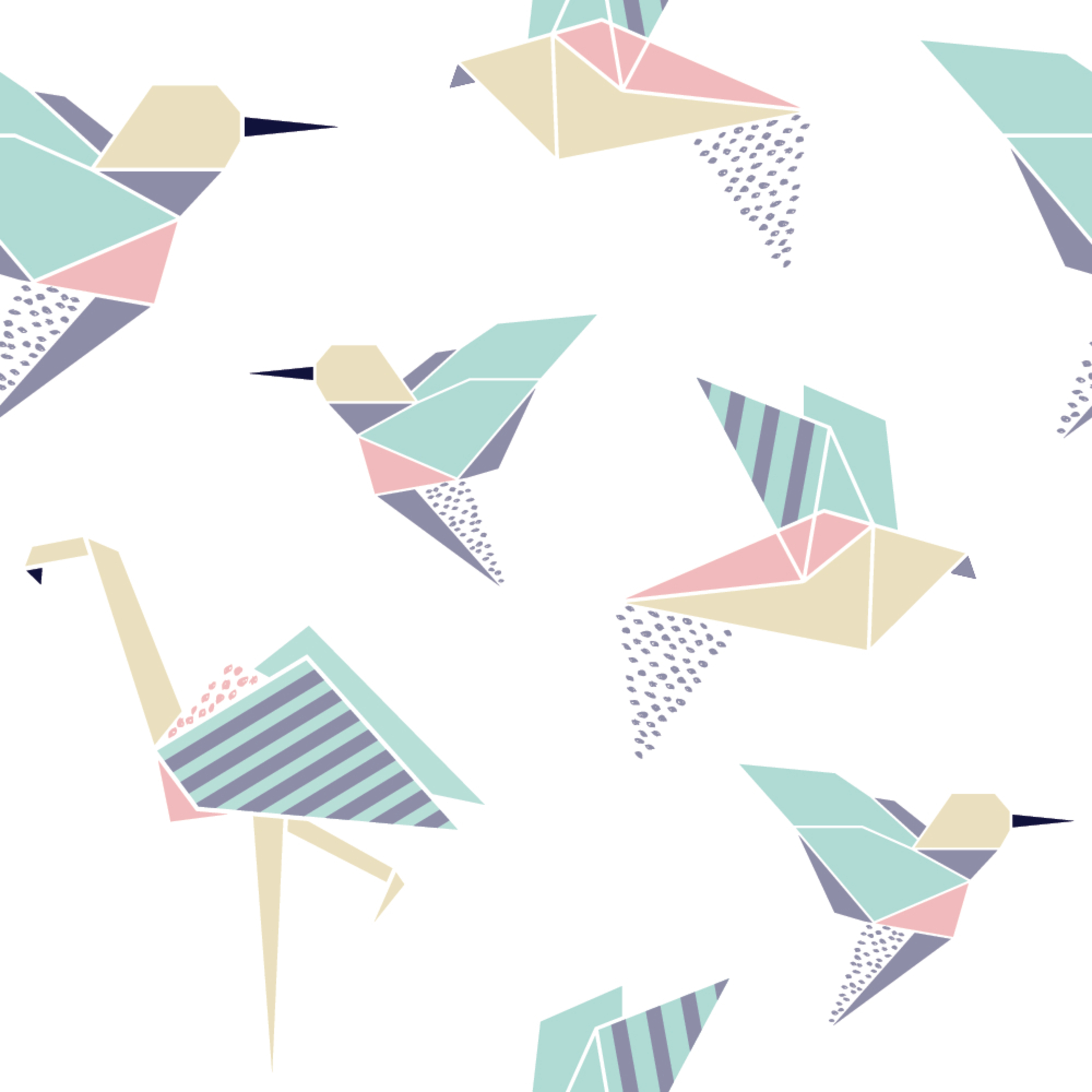 Bird Pattern Wallpaper Origami