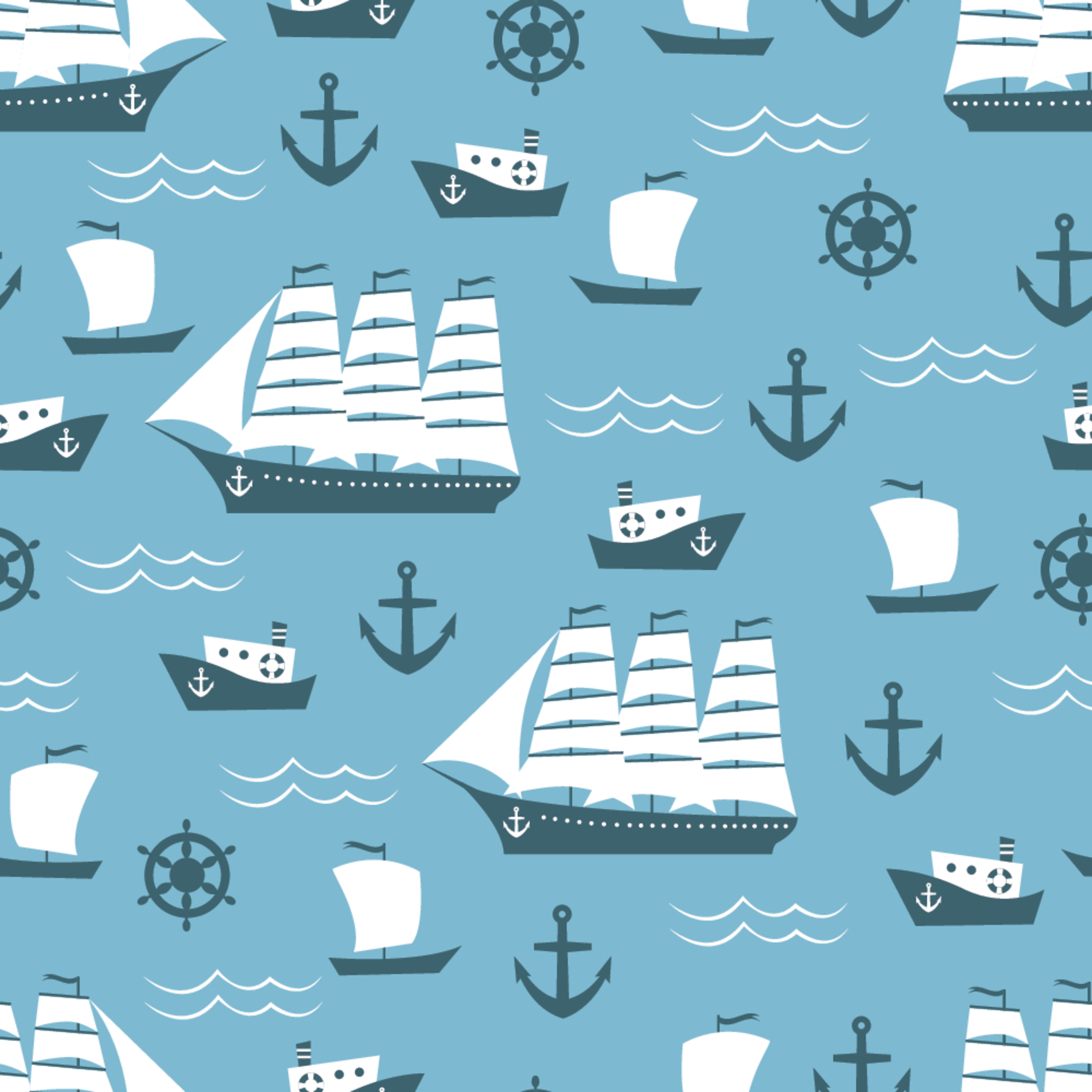 Sailing Ships Pattern Wall Mural - Murals Your Way
