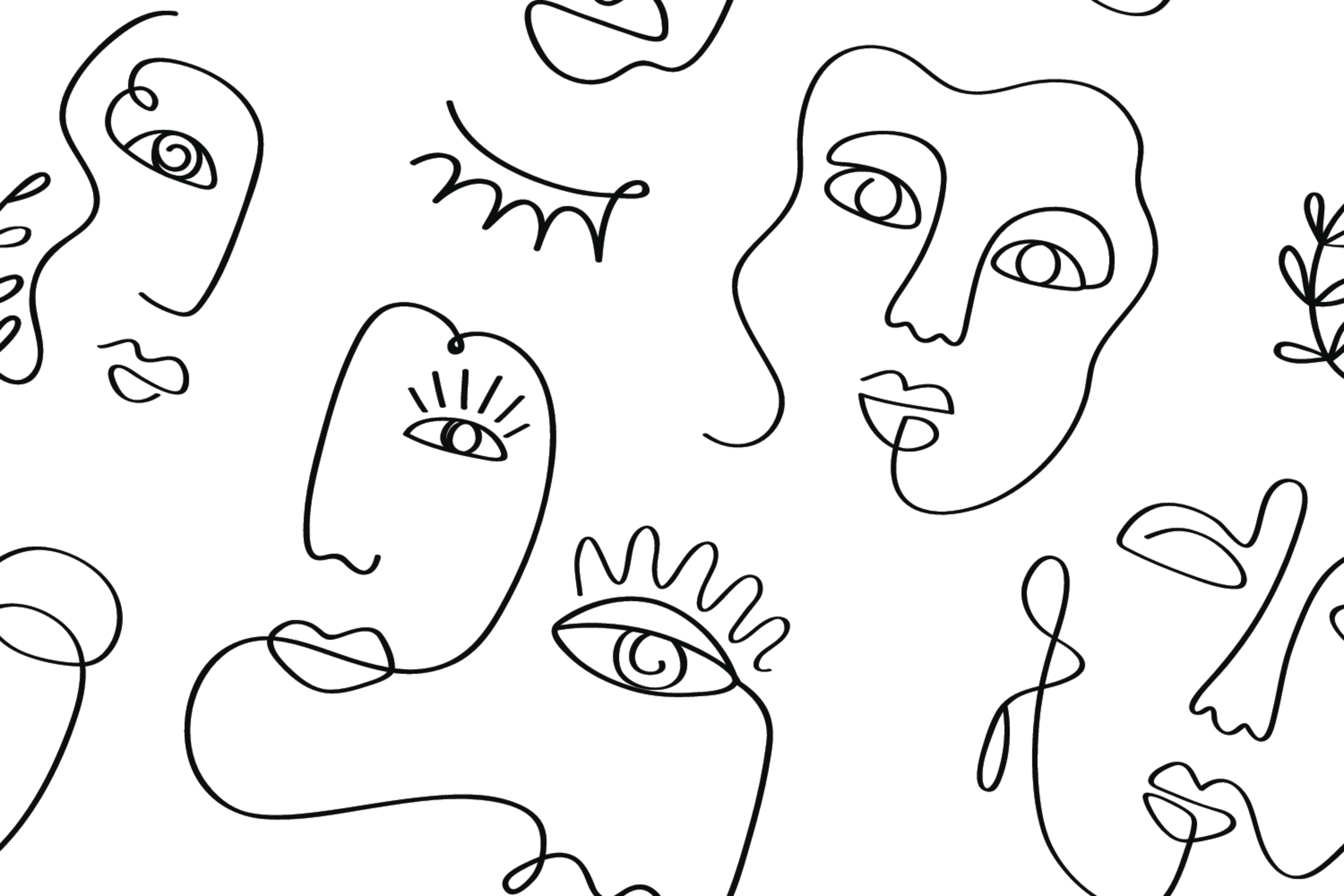 Faces Doodle Pattern Wallpaper - Murals Your Way