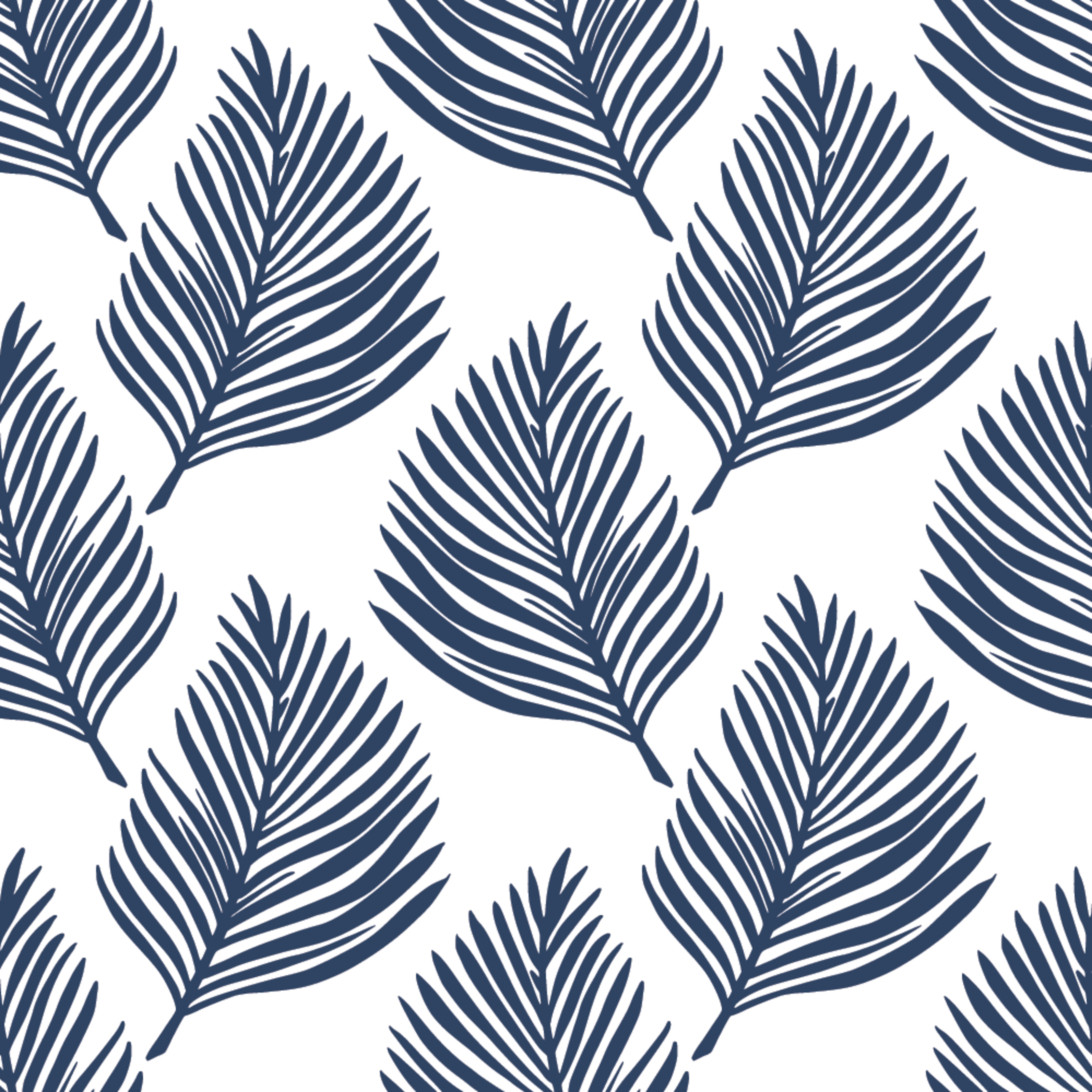 Navy Fern Leaf Pattern Wallpaper - Murals Your Way