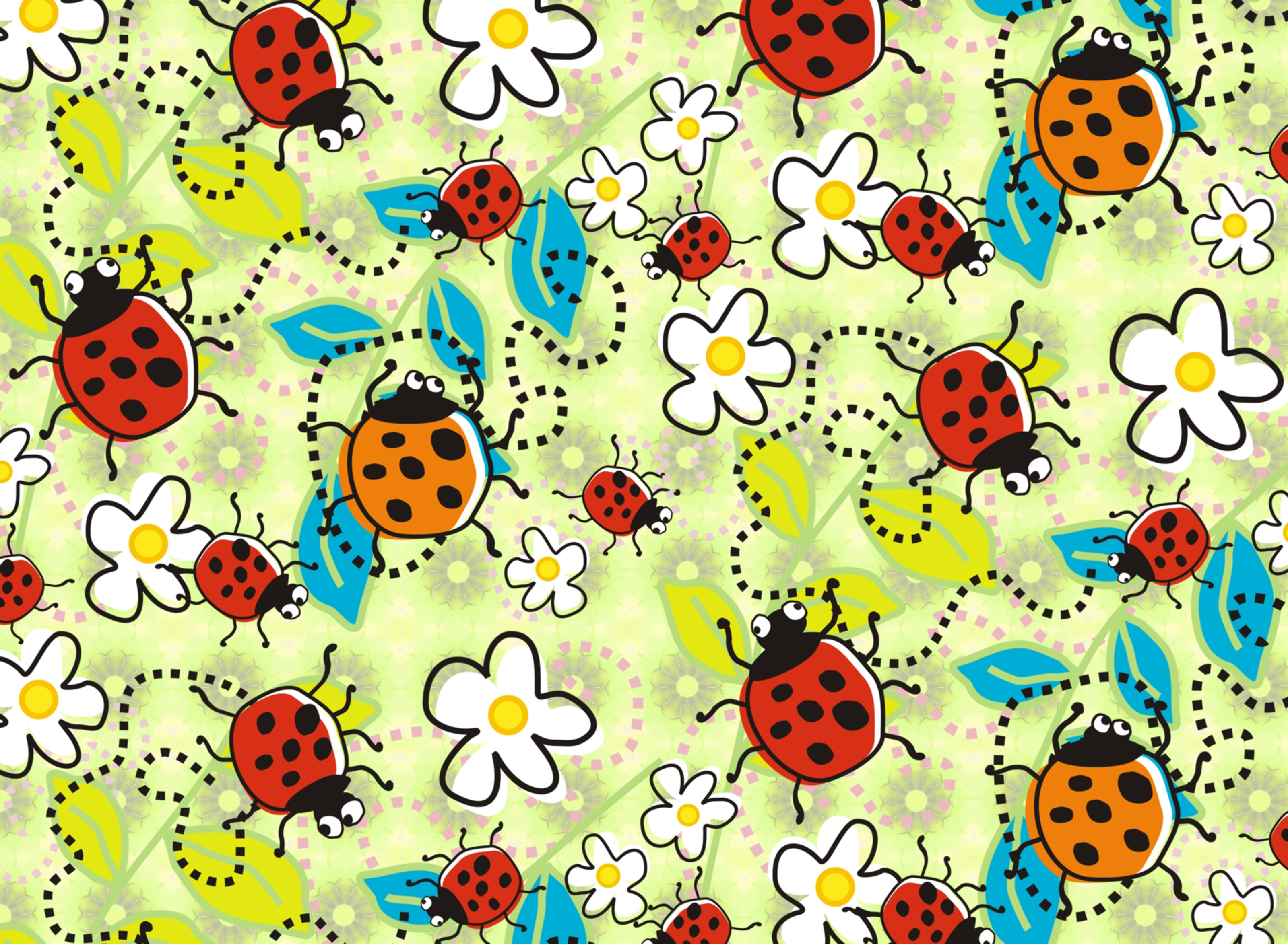 Retro Ladybugs Mural - Murals Your Way