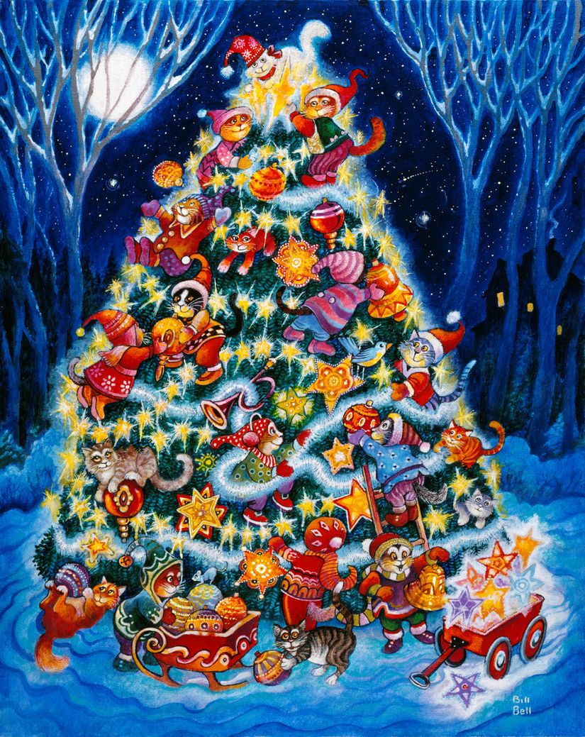 Christmas Cats Mural Wallpaper - Murals Your Way