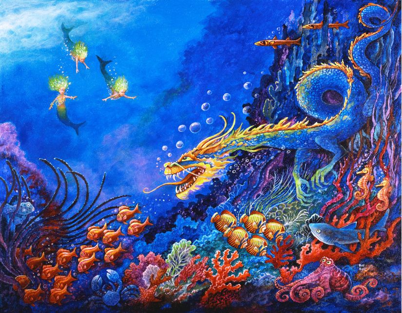 Mythical Sea Dragon Drawing