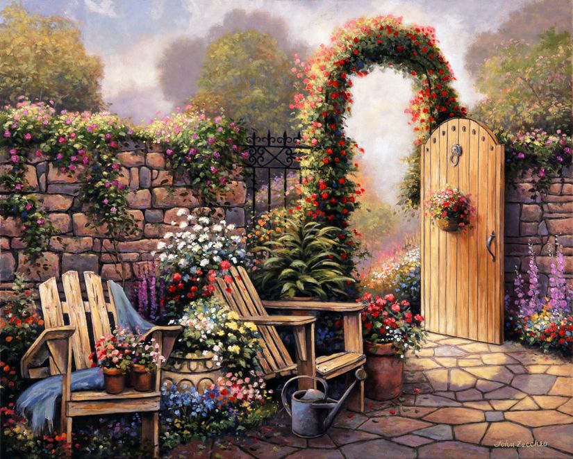 Garden Patio Mural - John Zaccheo - Murals Your Way