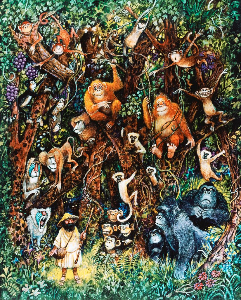 Noah And The Monkeys Mural Wallpaper - Murals Your Way