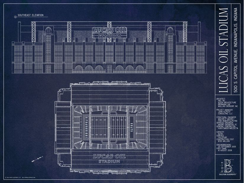 Lucas Oil Stadium Blueprint Wallpaper Mural - Murals Your Way