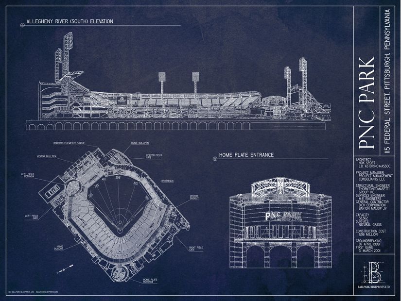 PNC Park Blueprint Mural - Murals Your Way