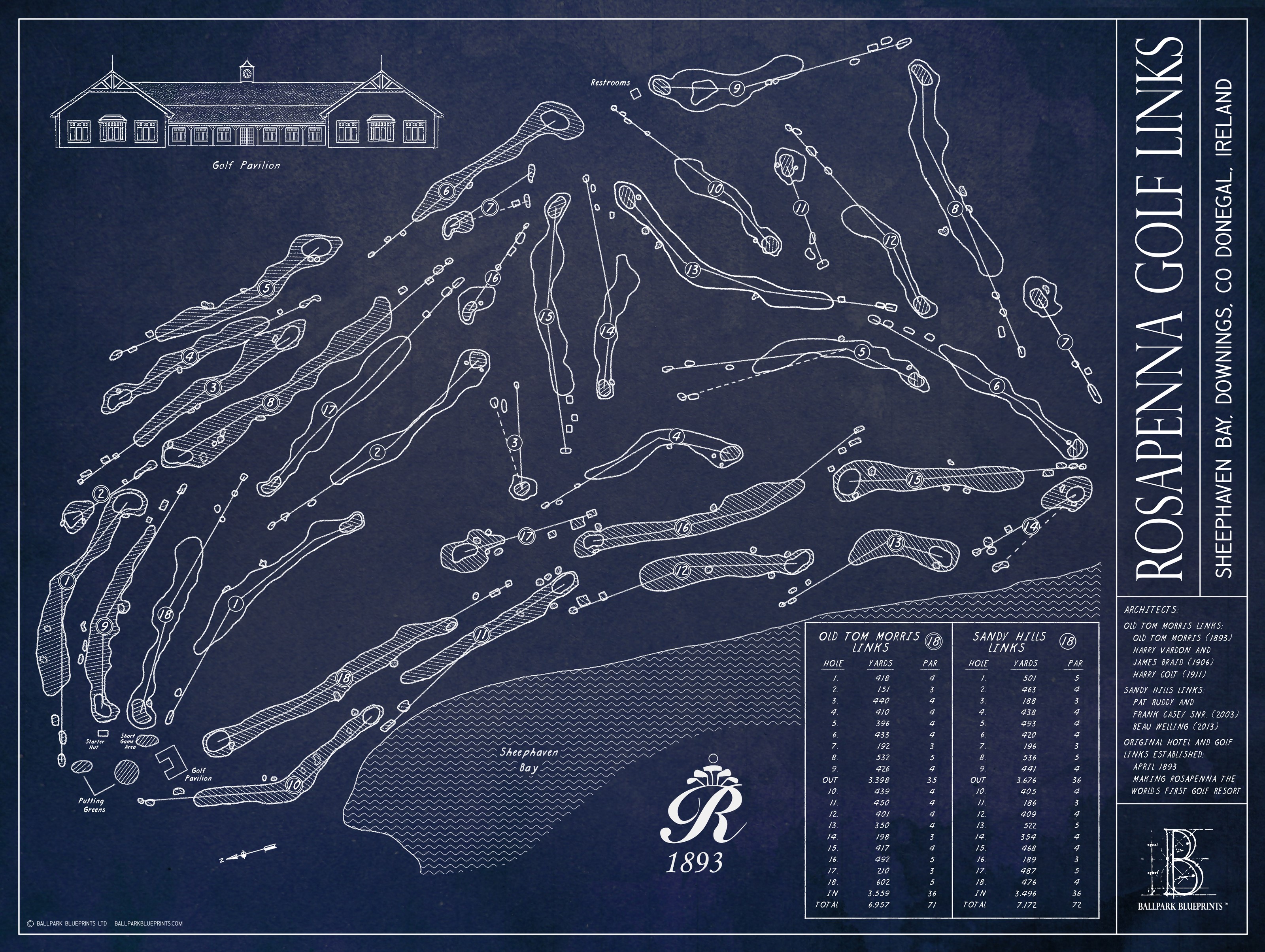 Rosapenna Golf Links Blueprint Mural - Murals Your Way