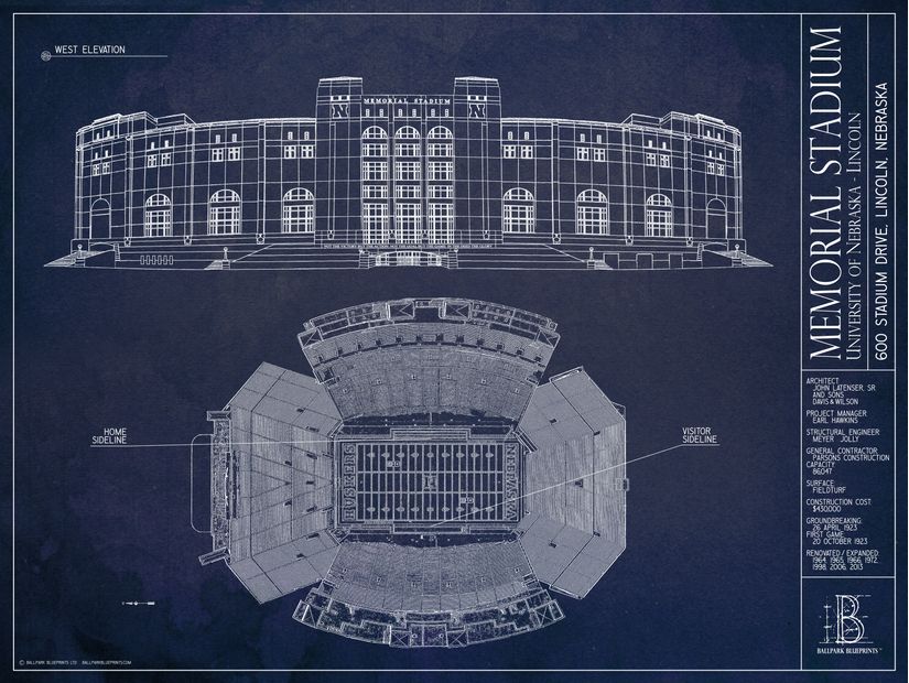 Nebraska Memorial Blueprint Wall Mural - Murals Your Way