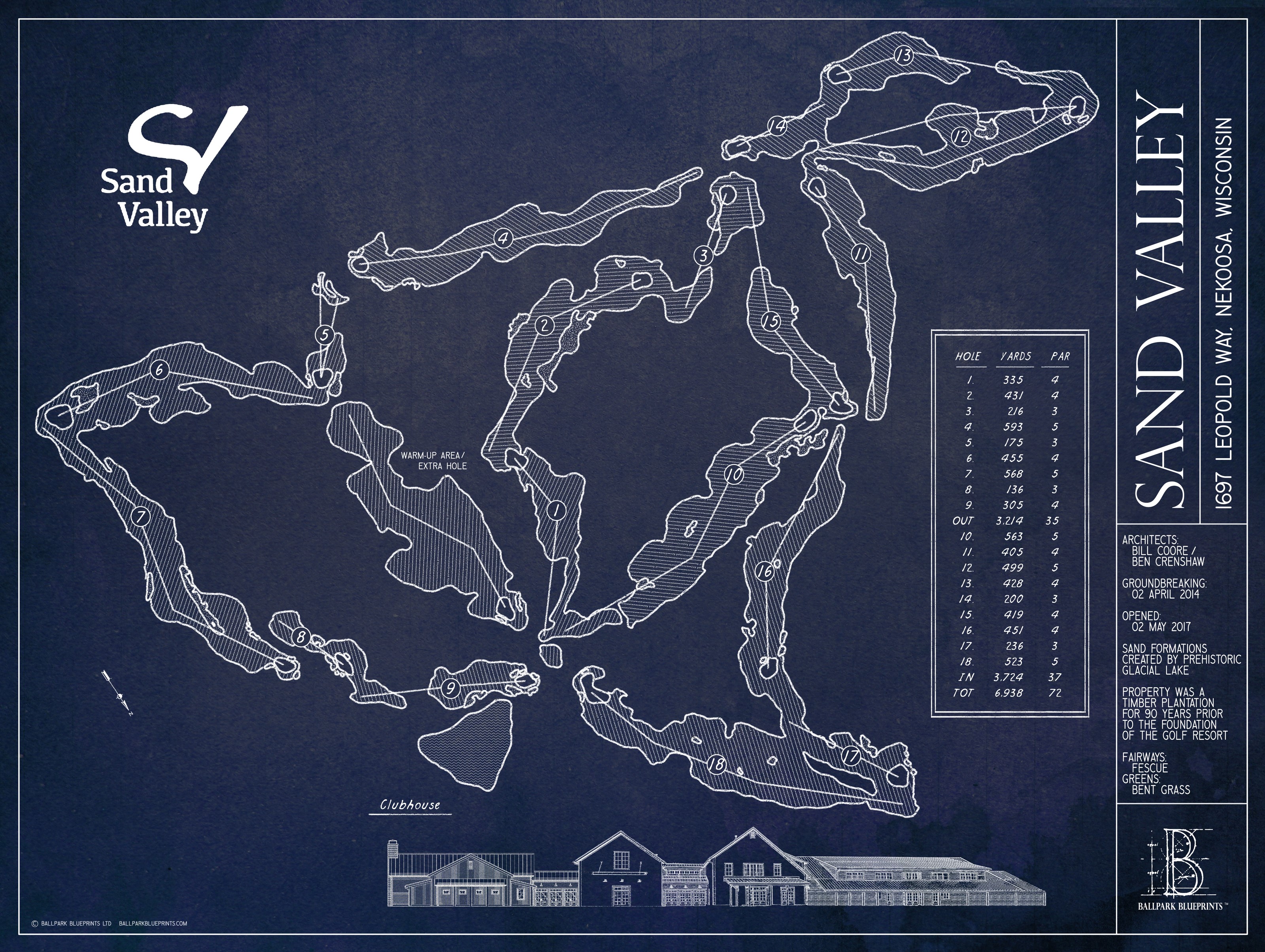 Sand Valley Golf Course Blueprint Wall Mural - Murals Your Way