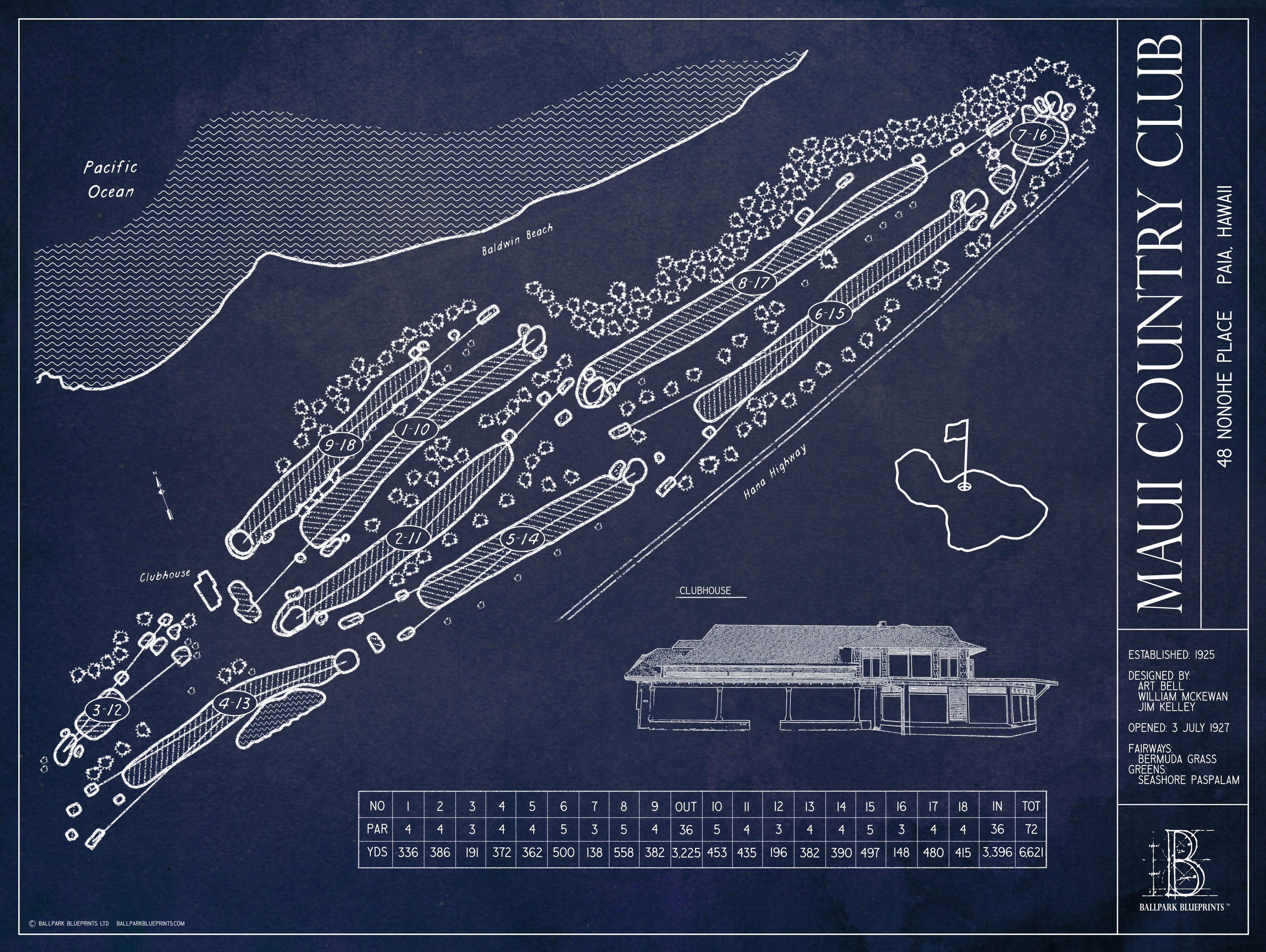 Maui Country Club Blueprint Mural Wallpaper - Murals Your Way