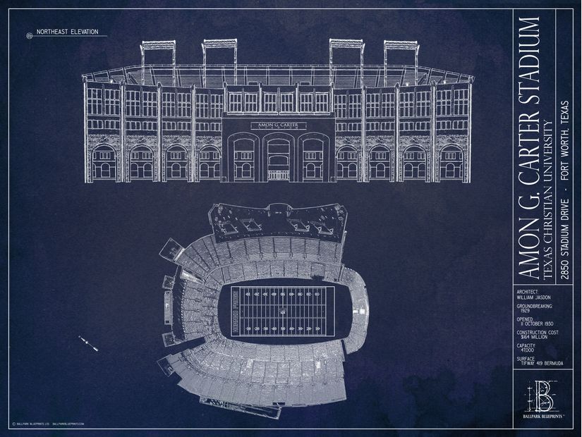 Amon G. Carter Stadium Blueprint Wall Mural - Murals Your Way