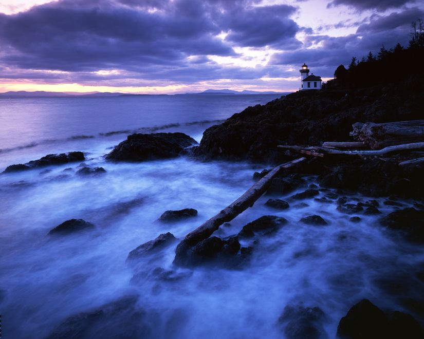 Lighthouse at Dusk Mural - Murals Your Way