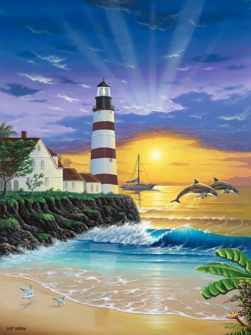Dolphin Lighthouse Mural - Jeff Wilkie - Murals Your Way