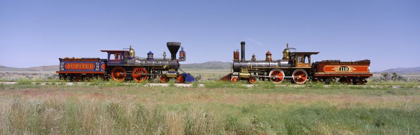 Two Steam Engines On A Train Track Wall Mural - Murals Your Way