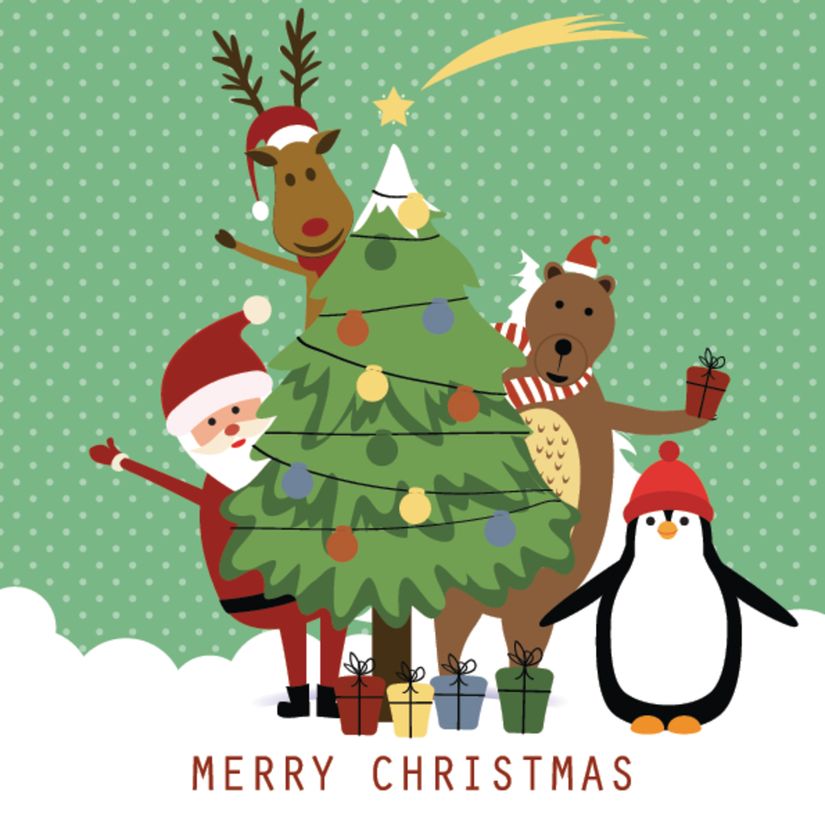 Christmas Tree Decorating Wall Mural - Murals Your Way