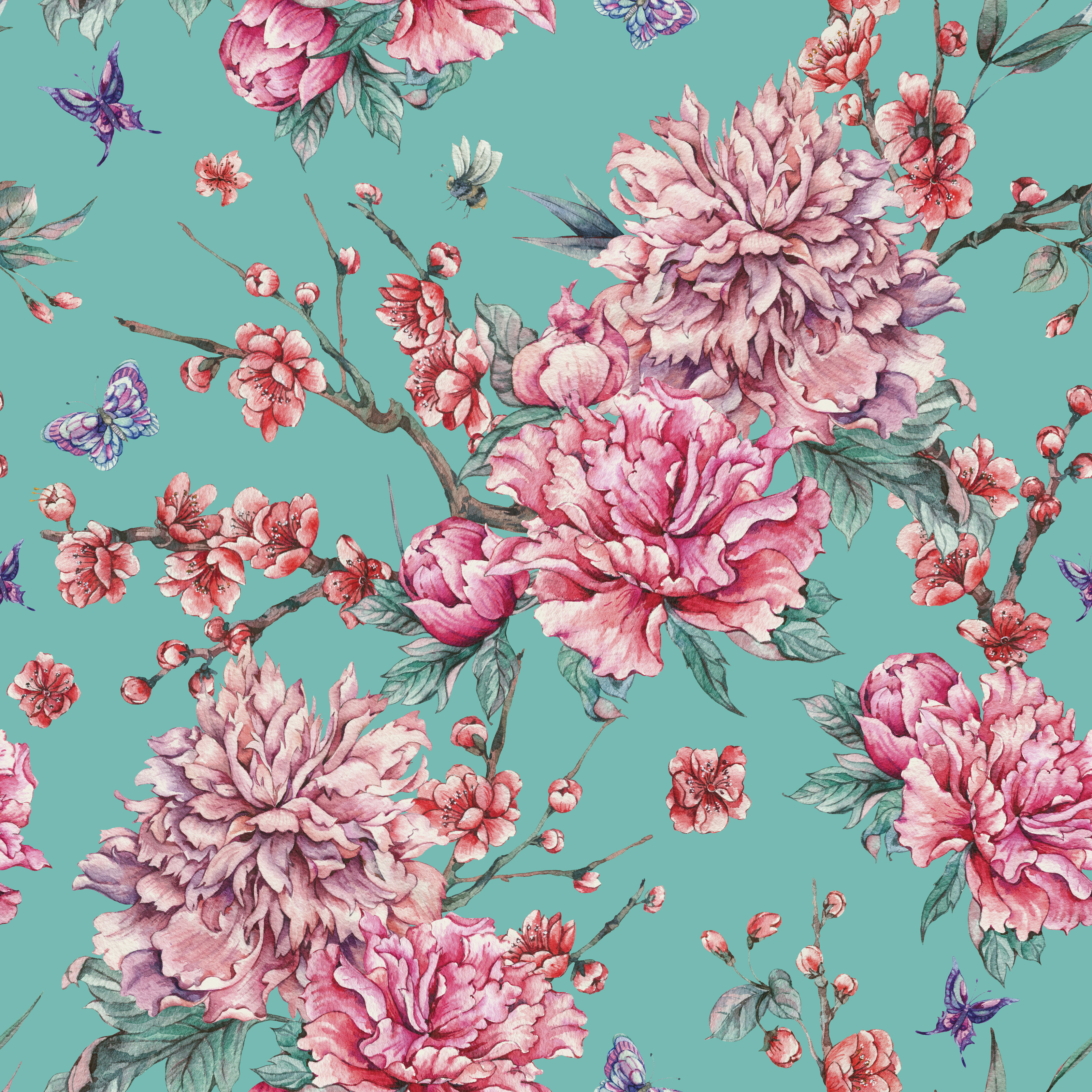 In Bloom Pattern Wallpaper Mural - Murals Your Way