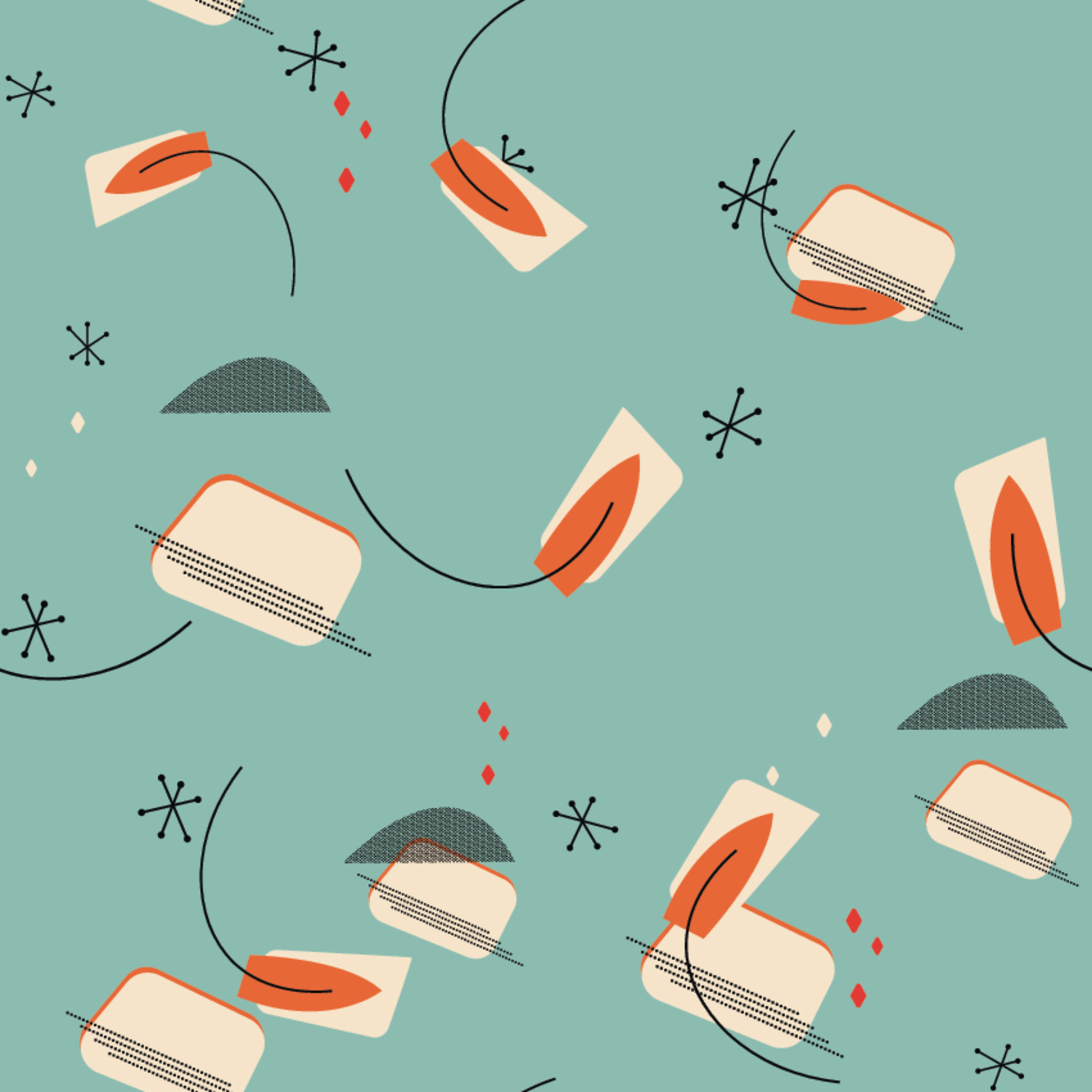 Atomic Leaf Pattern Wallpaper - Murals Your Way