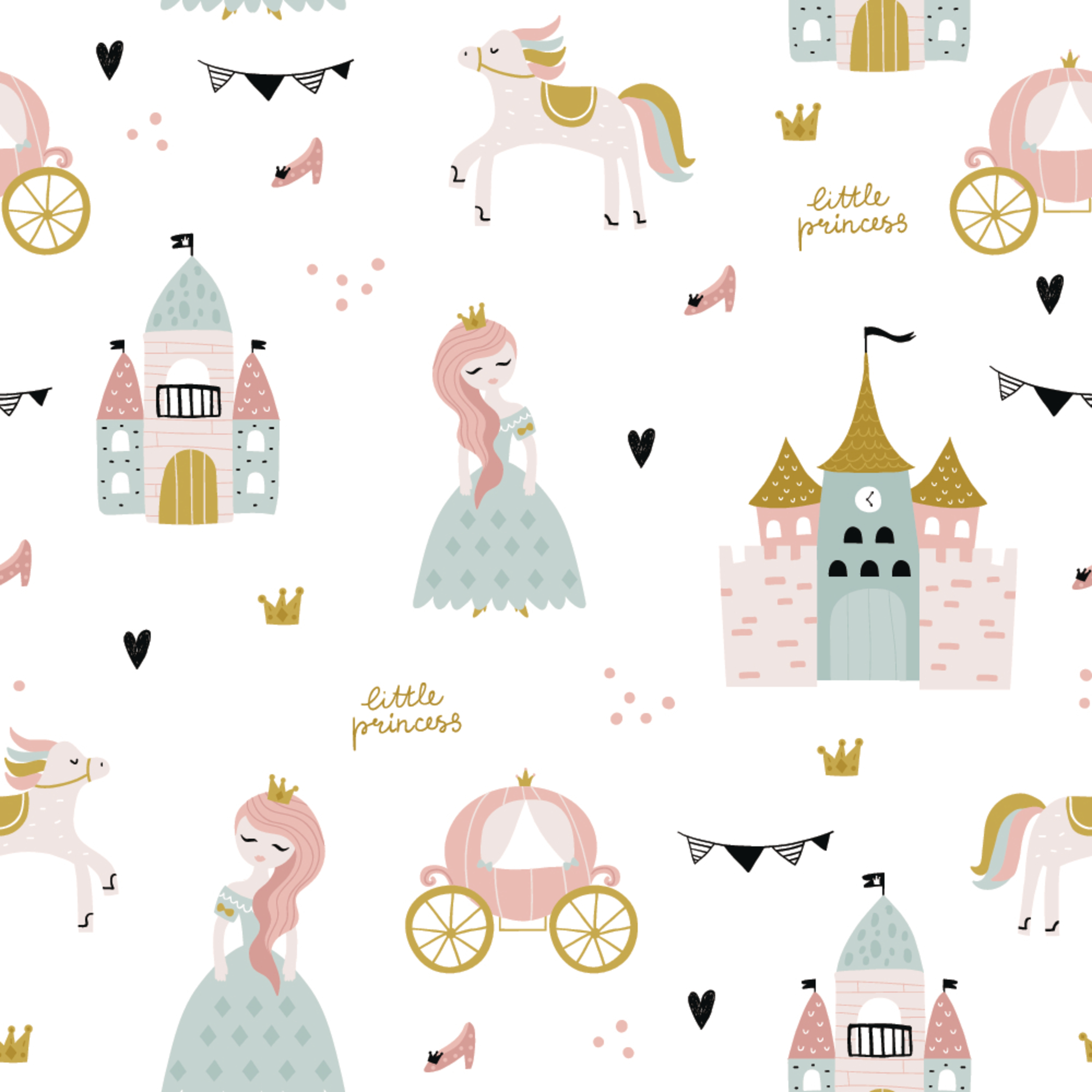 Little Princess Pattern Wallpaper - Murals Your Way