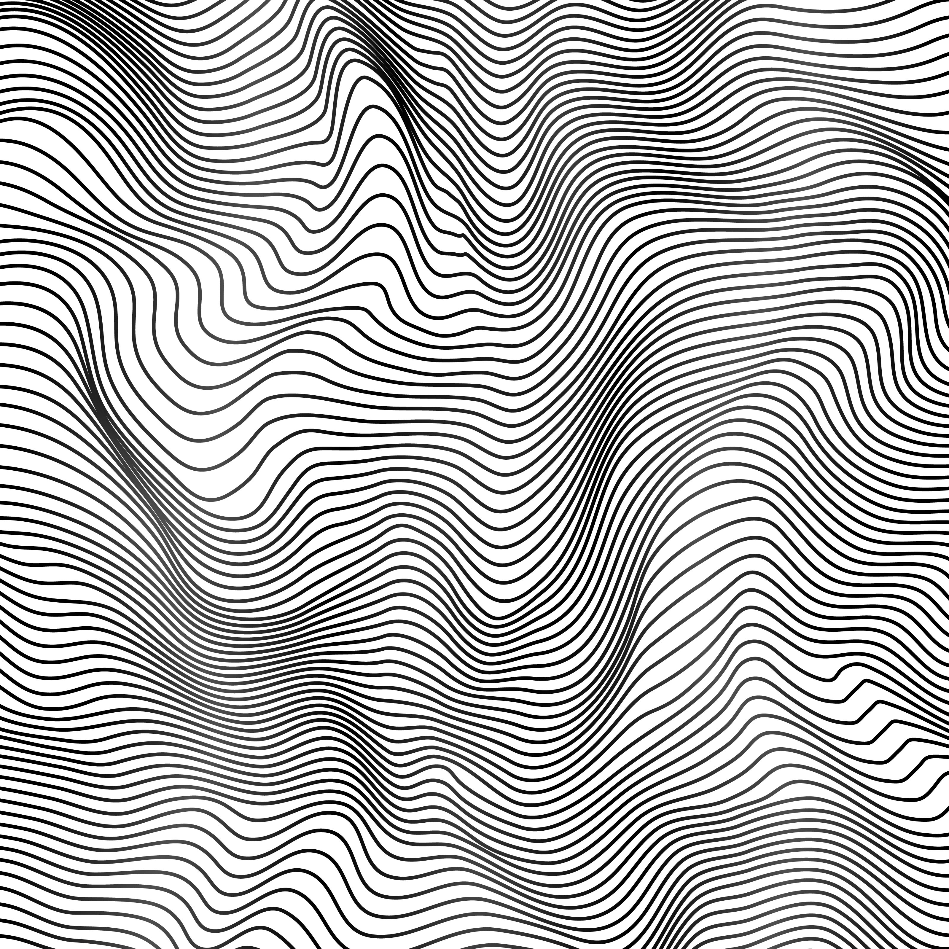 Abstract Black And White Wavy Stripes Mural - Murals Your Way