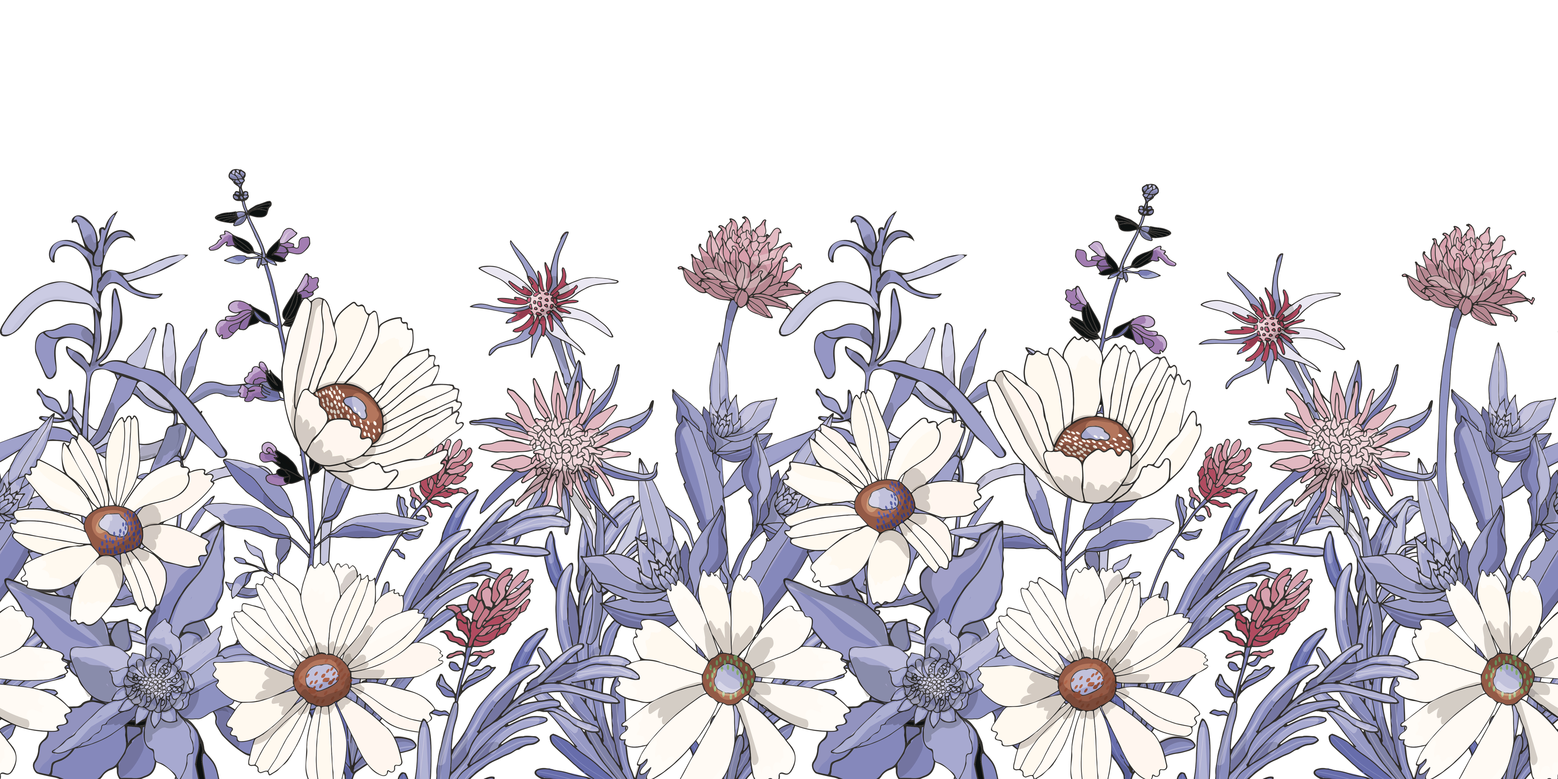 Springtime Flowers Border Wall Mural - Murals Your Way