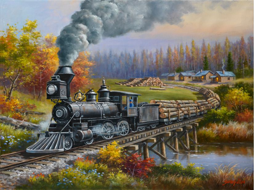 Train Engine 36 Wall Mural By Sung Kim - Murals Your Way