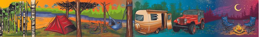 Camping Panoramic Wall Mural - Murals Your Way