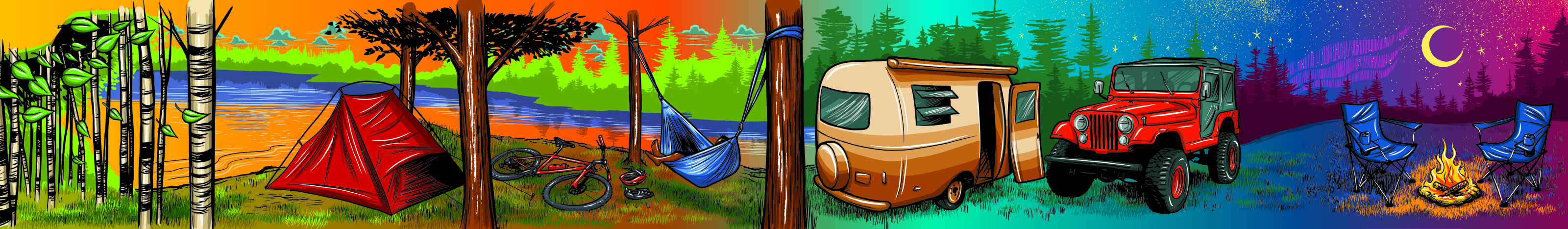 Camping Panoramic Wall Mural - Murals Your Way