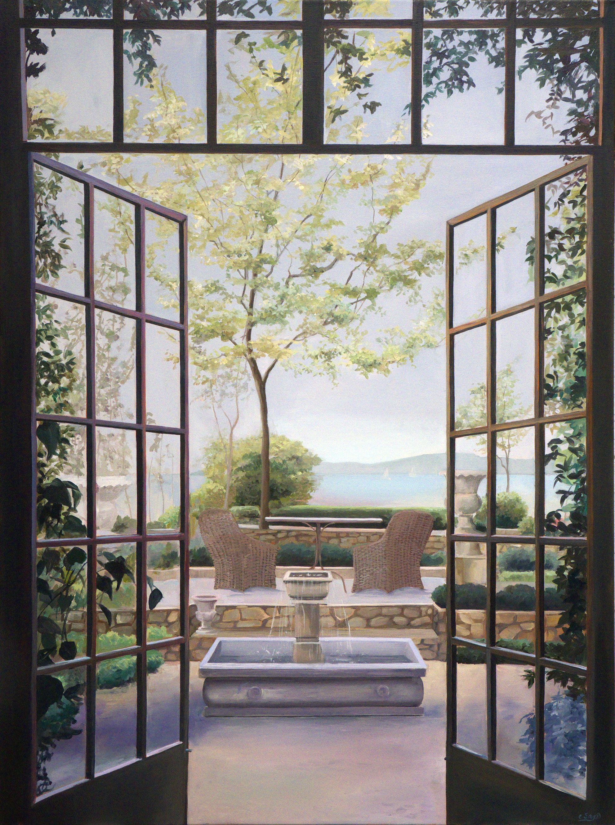 Courtyard View Wall Mural By Carol Saxe - Murals Your Way