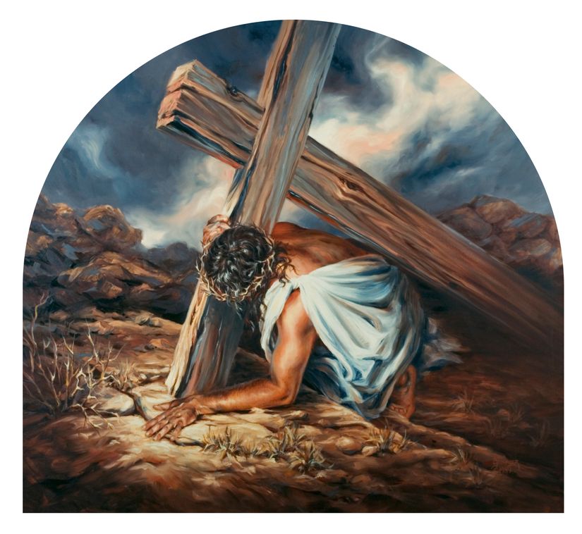 Jesus Falls The Second Time Mural - Dona Gelsinger - Murals Your Way