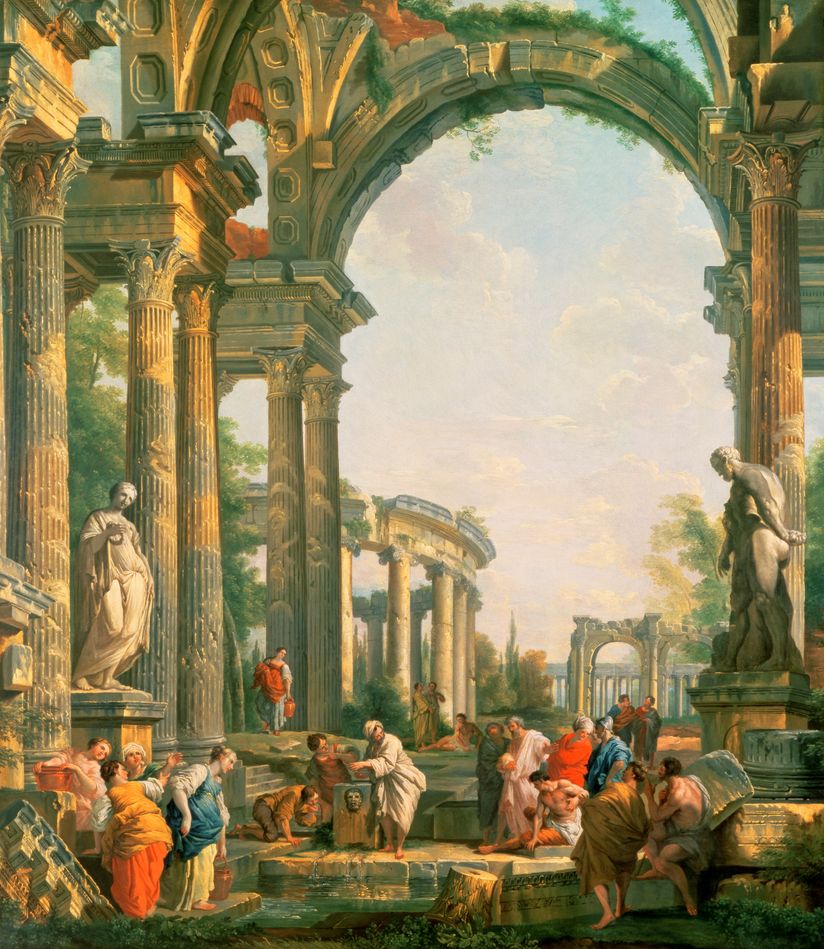 Classical Ruins Mural Wallpaper By Pannini | Famous Artwork - Murals ...