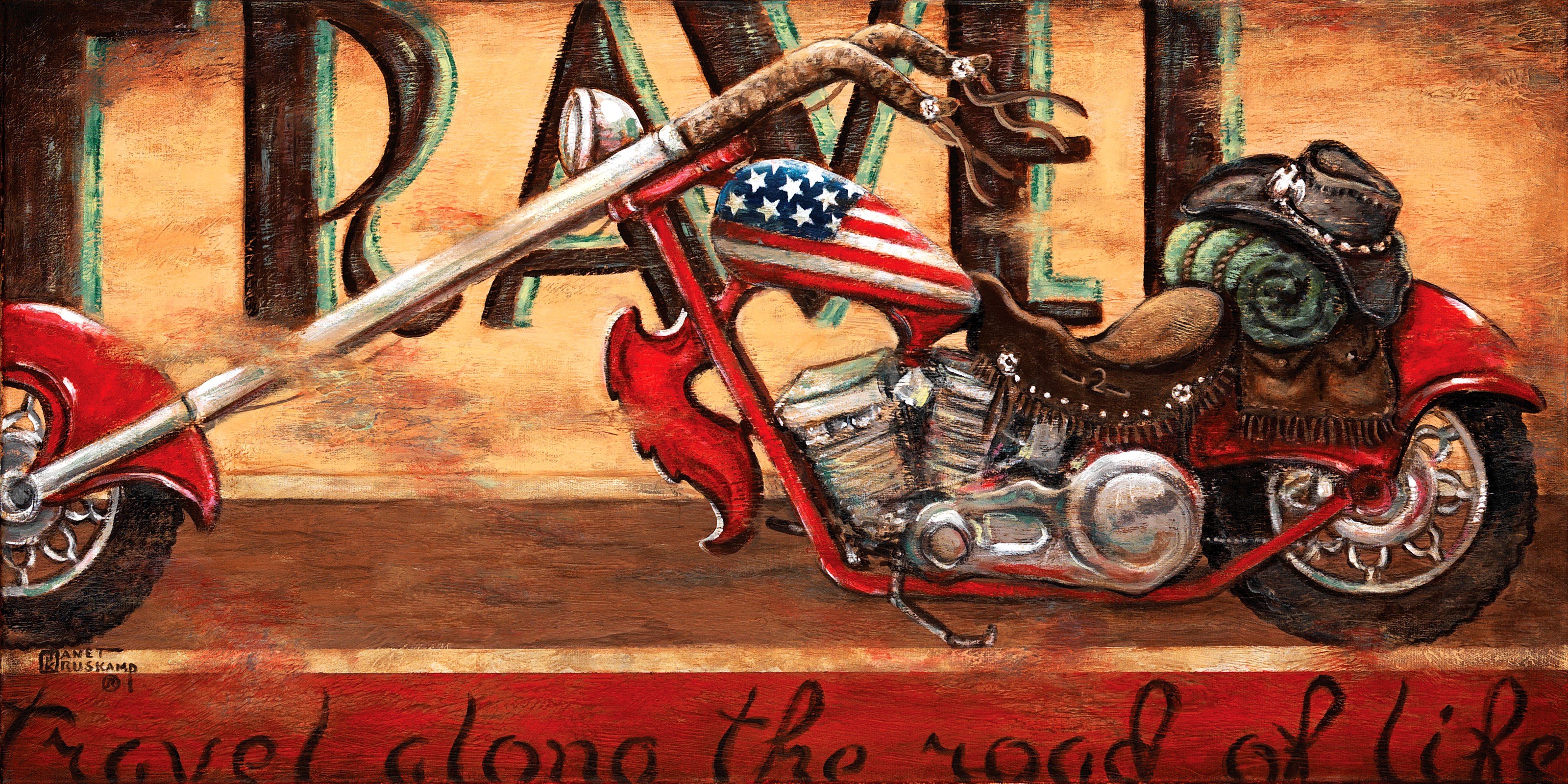 Patriotic Chopper Motorcycle Wall Mural - Murals Your Way