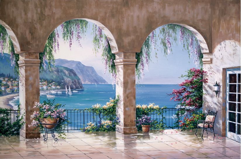 Mediterranean Arch Wall Mural by Sung Kim - Murals Your Way