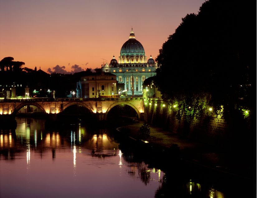 Sunset On The Tiber River Mural Wallpaper | Italian Wall Murals ...