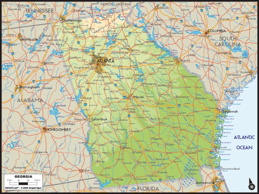 Georgia 3 Map Wall Mural - Murals Your Way