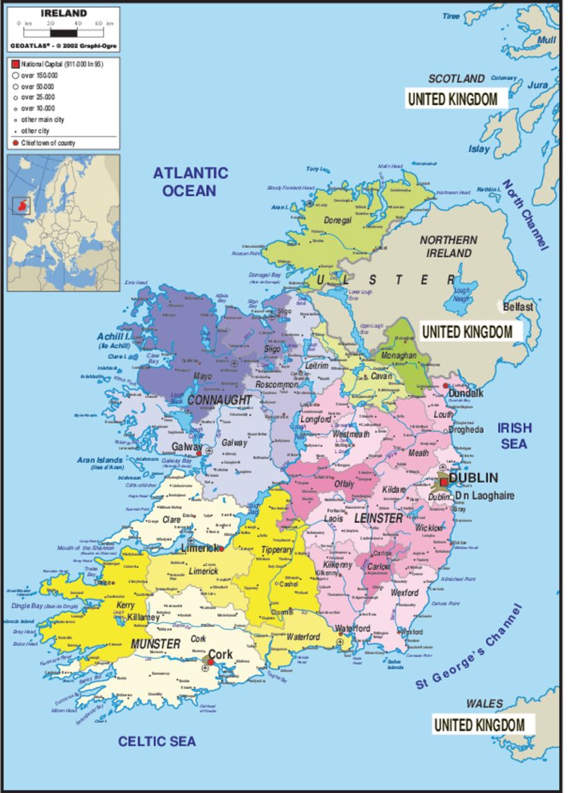 Ireland 2 Map Wallpaper Mural - Murals Your Way