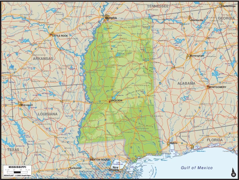 Mississippi Map Wallpaper Mural - Murals Your Way