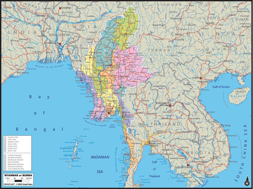 Myanmar - Burma 2 Map Mural Wallpaper - Murals Your Way