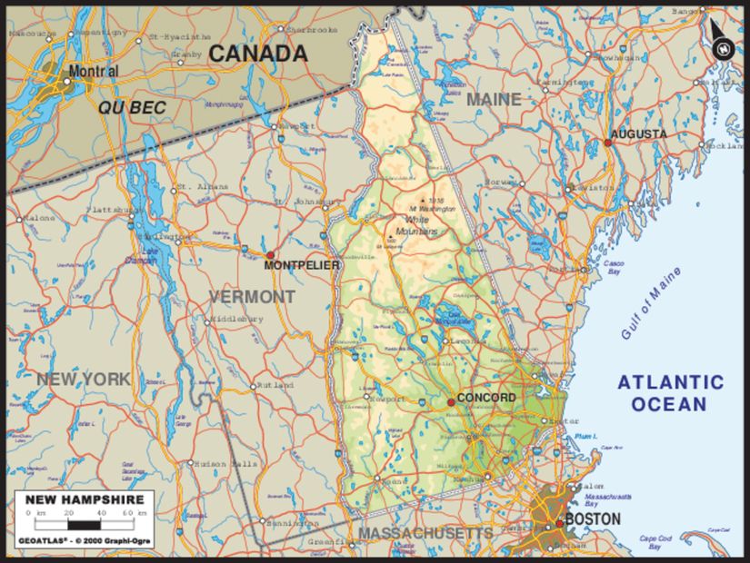 Large Map Of New Hampshire