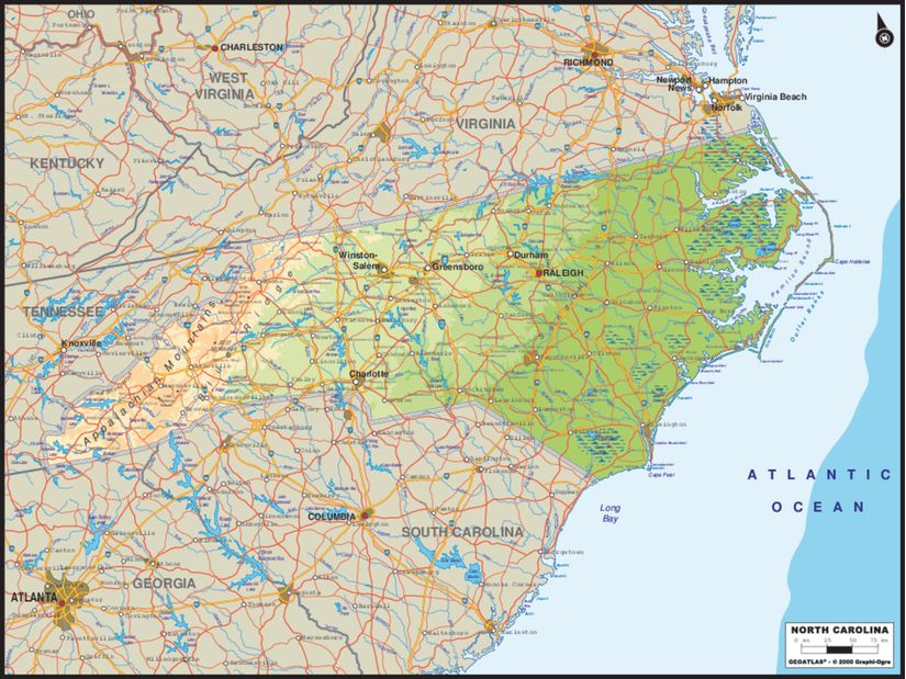 North Carolina Map Wallpaper Mural - Murals Your Way