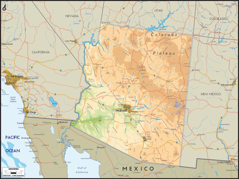 Arizona Map Mural - EGI Maps - Murals Your Way