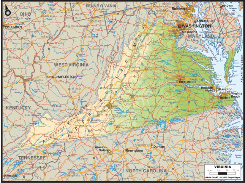 Virginia Map Wall Mural - Murals Your Way