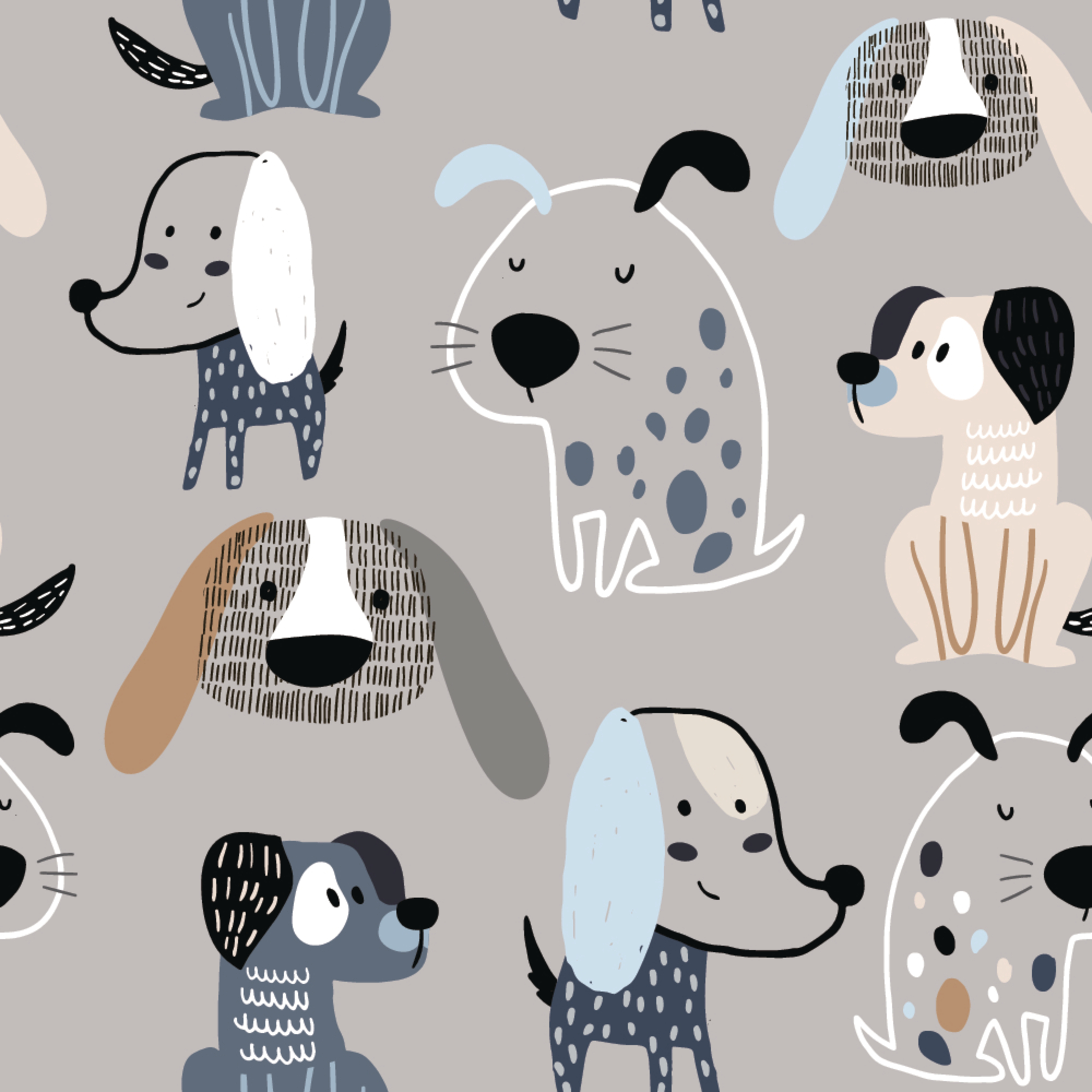 Funny Creative Dog Pattern Wallpaper - Murals Your Way
