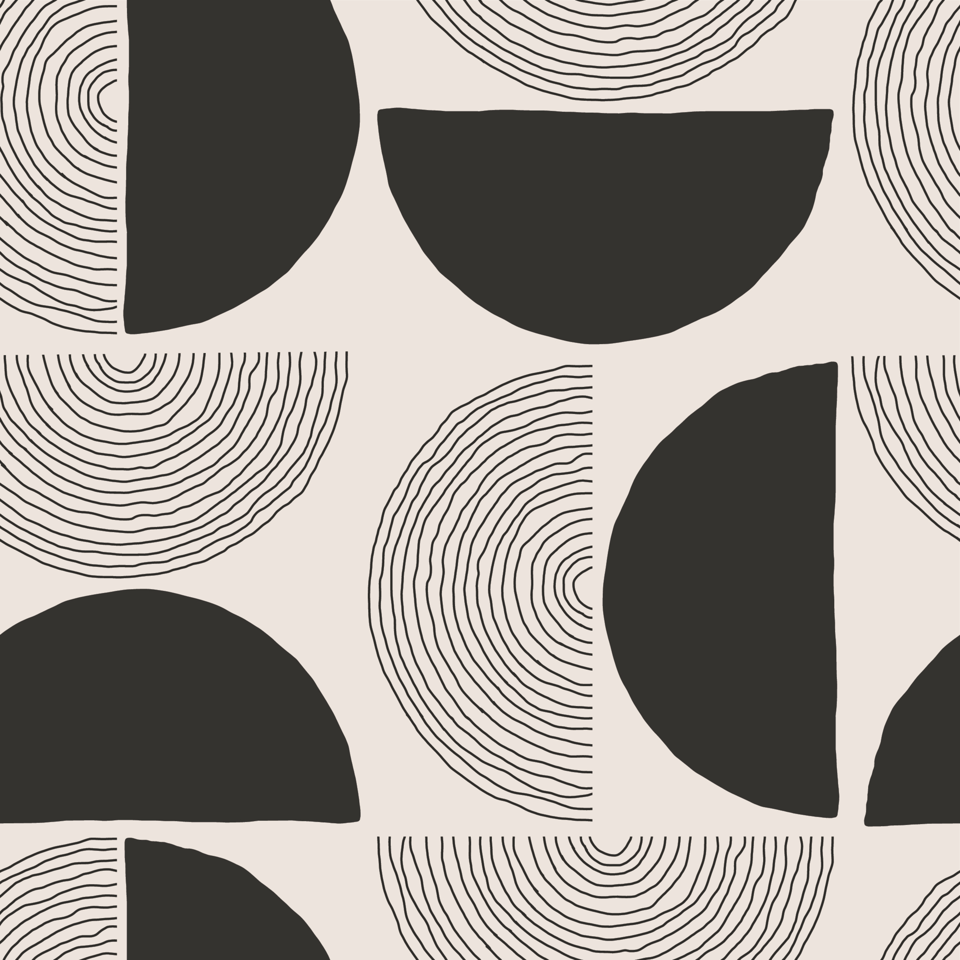 Free-Hand Half Circle Balance Pattern Wallpaper - Murals Your Way