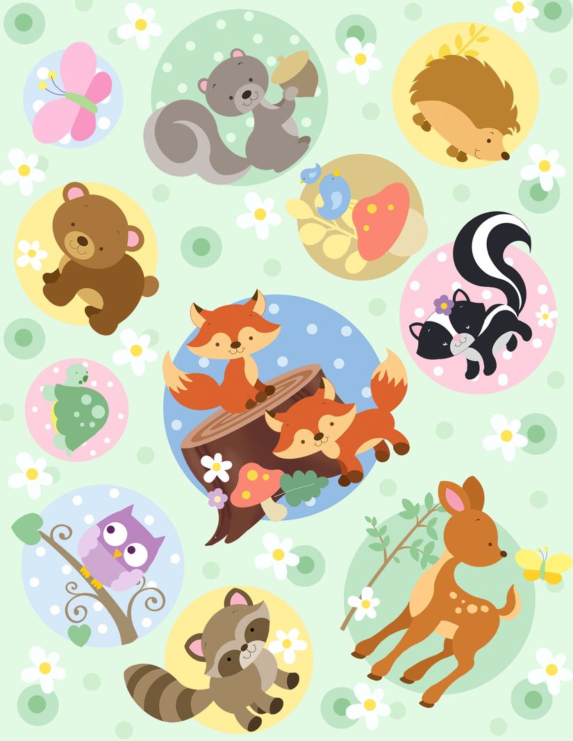 Furry Forest Friends Wall Mural - Murals Your Way