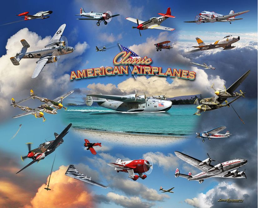 Classic American Airplanes Mural Wallpaper - Murals Your Way