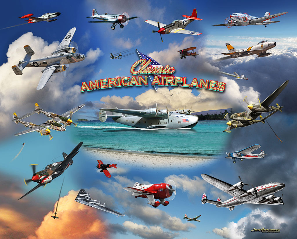 Classic American Airplanes Mural Wallpaper - Murals Your Way