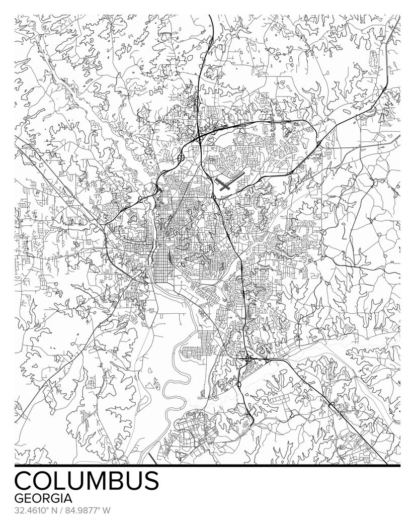 Map Of Columbus Georgia Wallpaper Mural - Murals Your Way