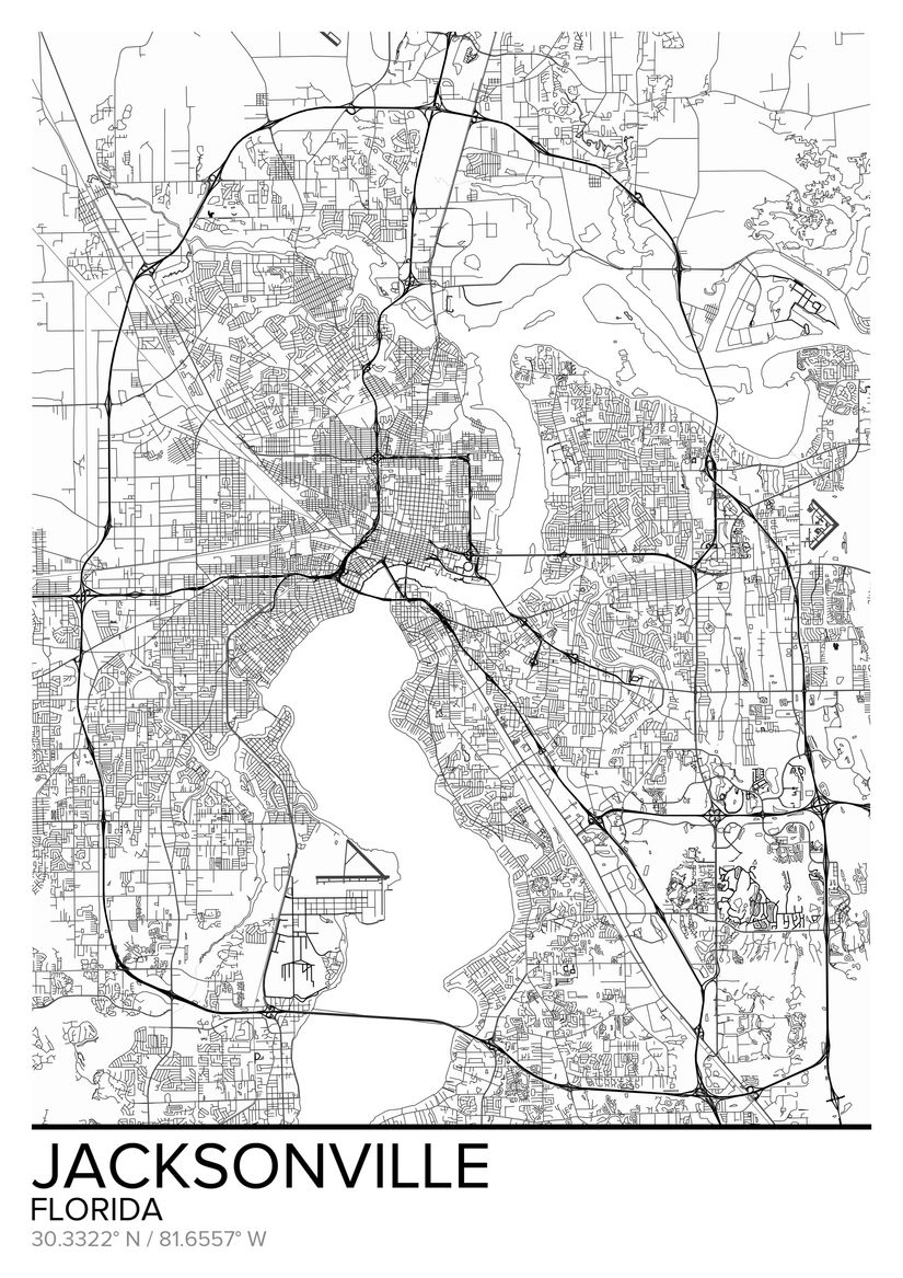 Map Of Jacksonville, FL Wallpaper Mural - Murals Your Way